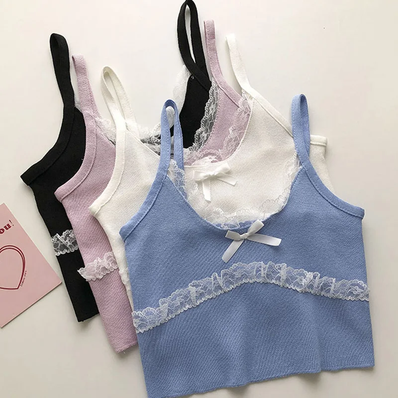 HELIAR-Tops cortos Y2K para mujer, Tops con lazo de encaje para mujer ...