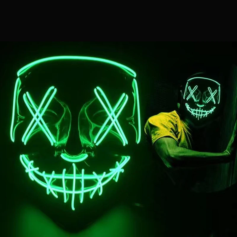 El Neon Light Halloween Mask Led Luminous Black V Mask - Luminous Toys ...