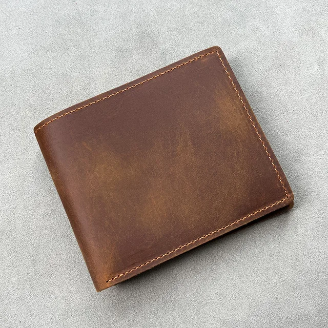 Retro Genuine Leather Mens Wallet with Coin Pocket Zipper Italian ...