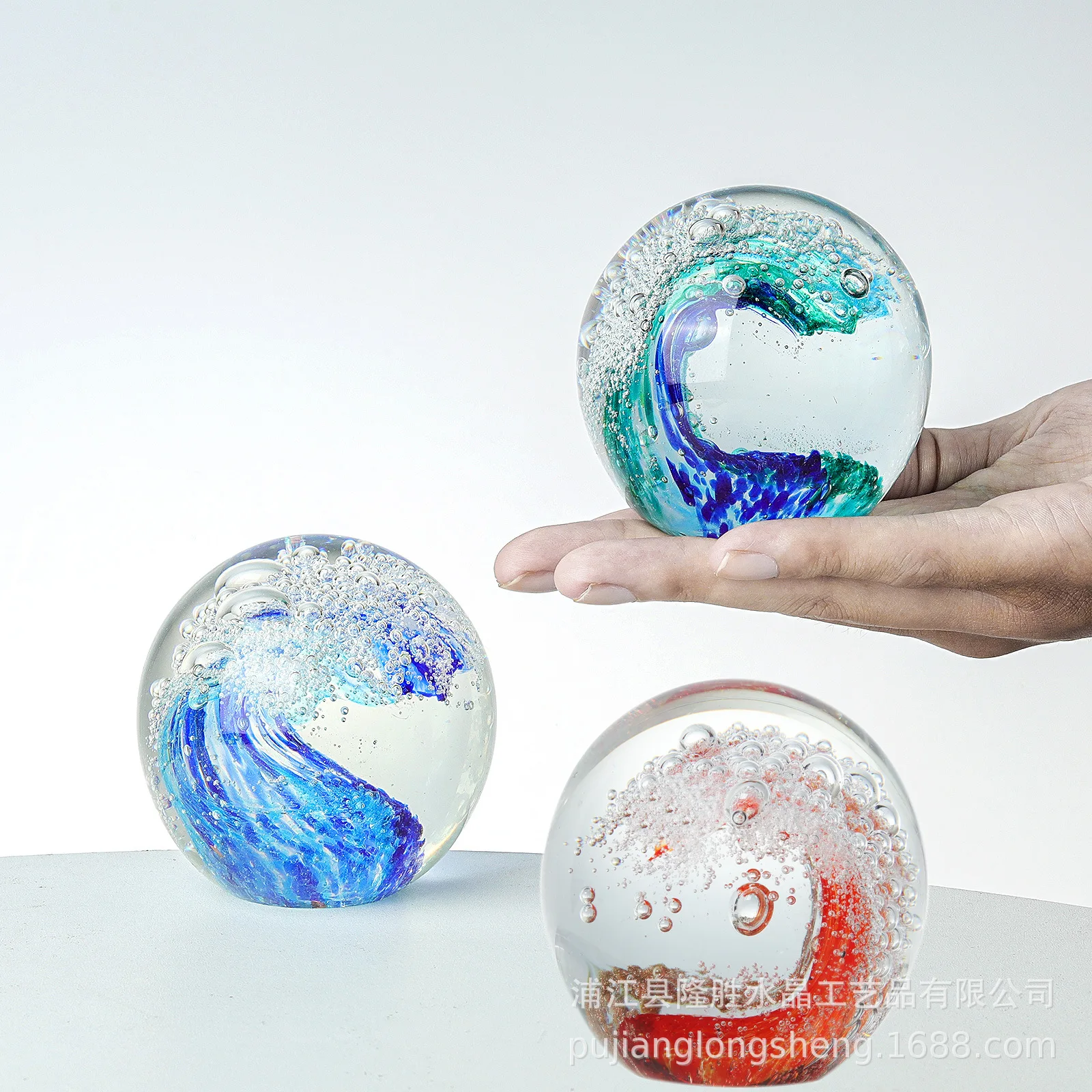Crystal handicrafts ocean light luxury style wave balls large wave ...