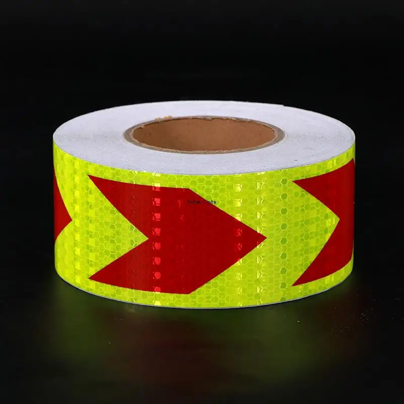 5CM-50M-High-Visibility-Reflector-Tape-Fluorescent-Yellow-Red-Arrow ...