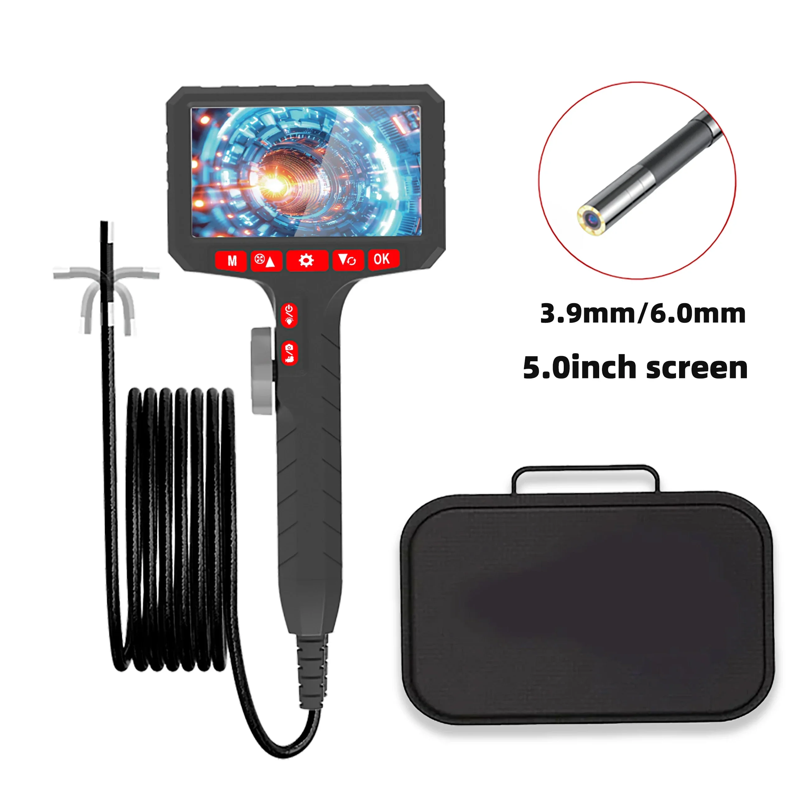 LAFOCH 5inch Borescope, 3.9mm Endoscope Camera, HD 1080P with LED ...