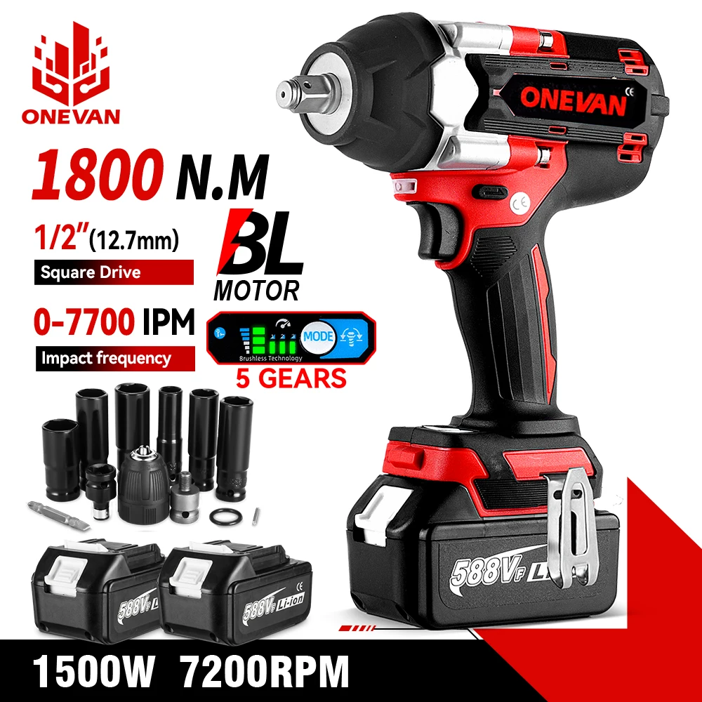 ONEVAN-Brushless-1800N-M-Electric-Impact-Wrench-1-2-inch-Cordless ...