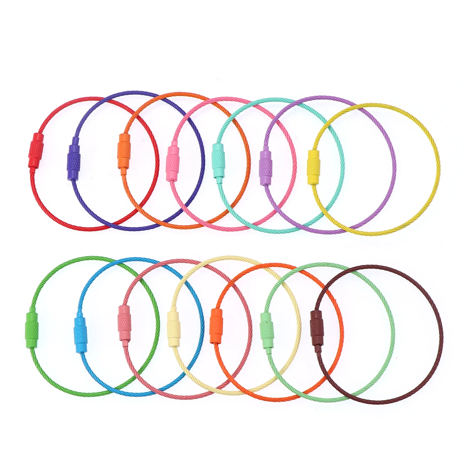 10Pcs-52mm-Colorful-Stainless-Steel-Wire-Keychain-Cable-Rope-Keyring ...