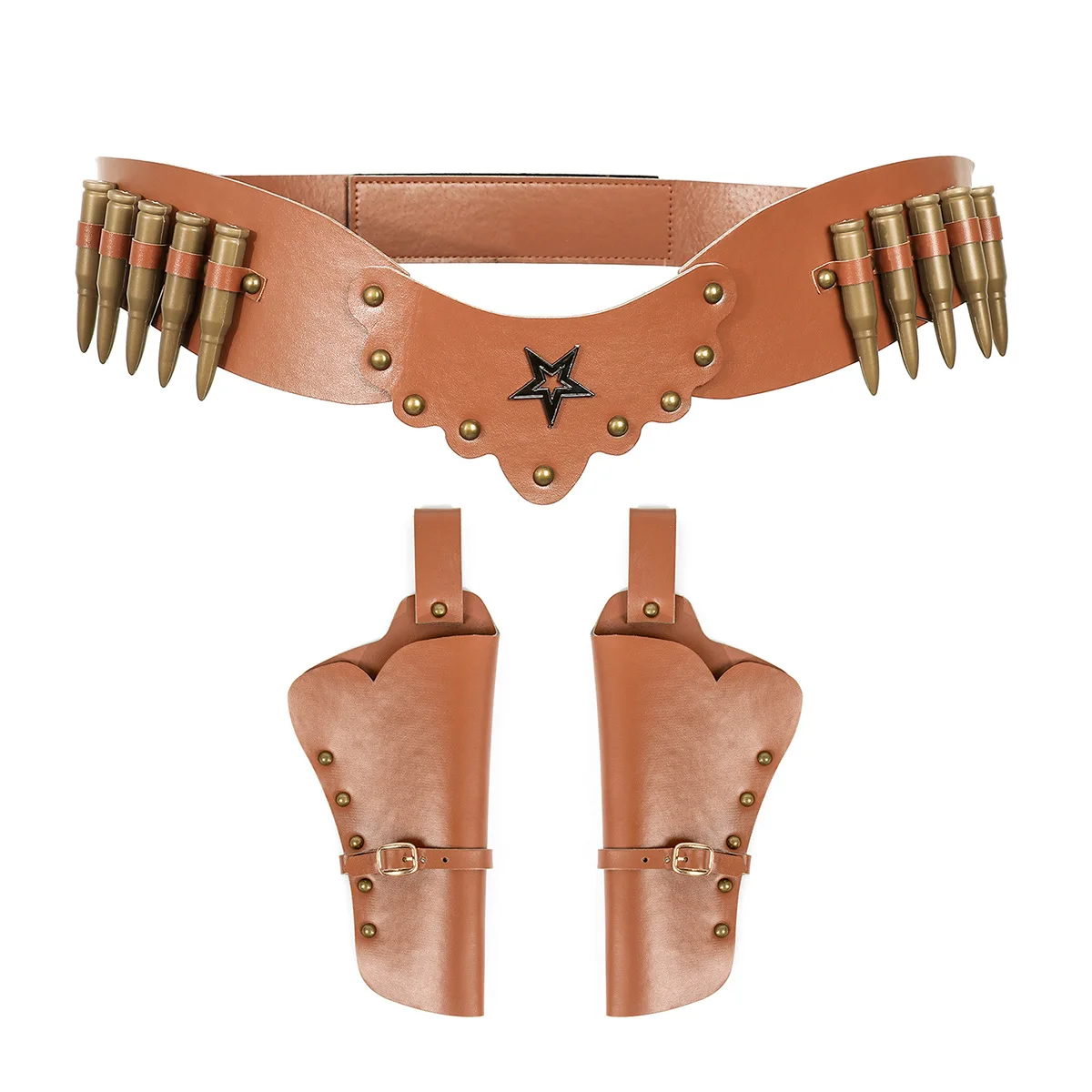 Western-Cowboy-Holster-Belt-Adjustable-Belt-and-Fake-Bullet-Leather-gun ...
