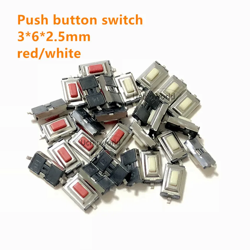 Push button switch 3*6*2.5mm 3x6x2.5mm white red 3*6*2.5 3x6x2.5 SMD 2P Micro switch Tact switch ...
