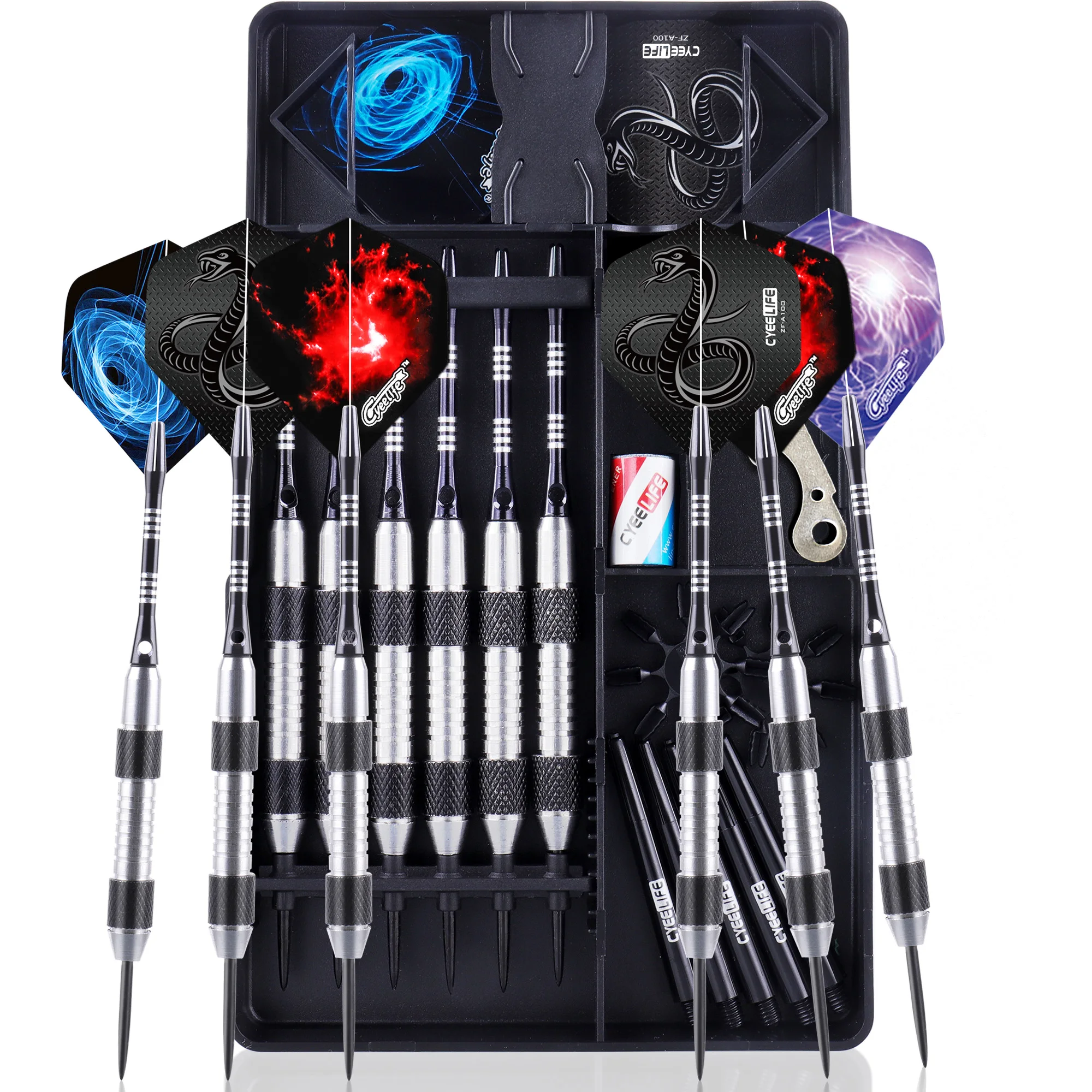 CyeeLife 23g 6PC Professional Dart Set Steel Tip Darts Flights Anti ...
