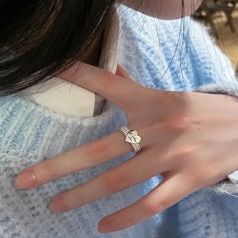 VENTFILLE-925-Stamp-Silver-Color-Love-Heart-Ring-For-Women-Girl ...