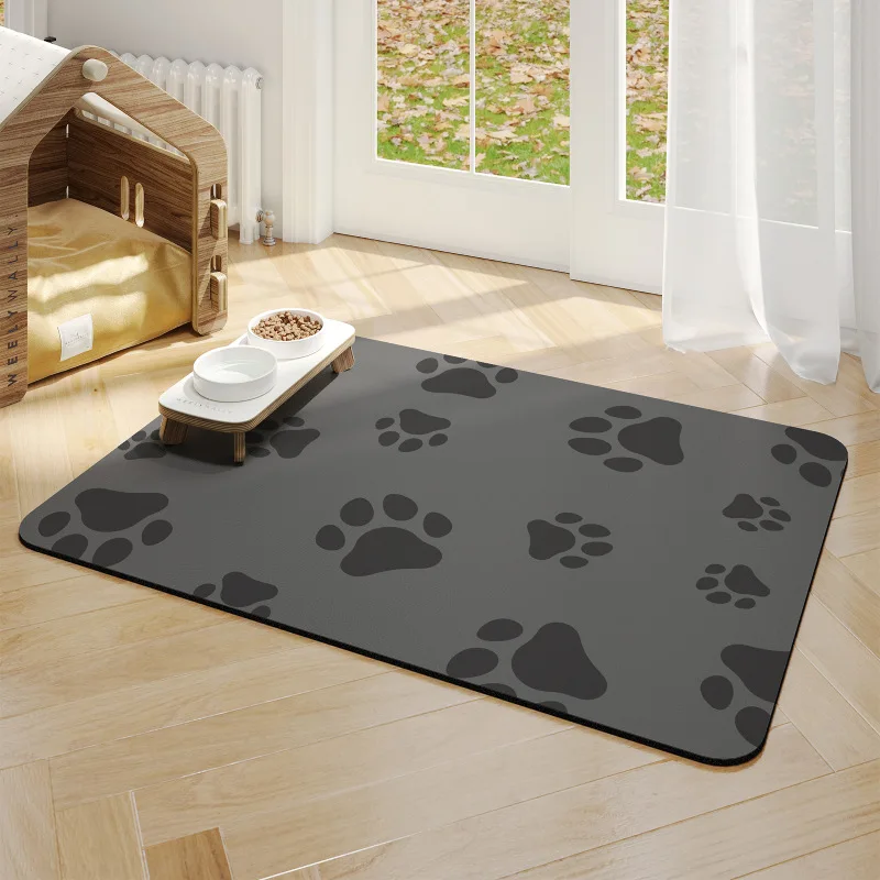 Pet Feeding Floor Mat, Water-absorbing, Cooling and Anti-slip Mat, Cat ...