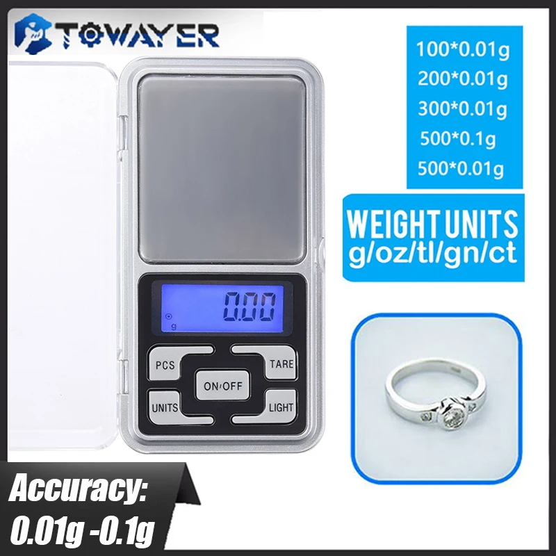 Electronic Digital Pocket Scale 0.01g Precision Mini Jewelry Weighing Scale Backlight Scales 0 ...