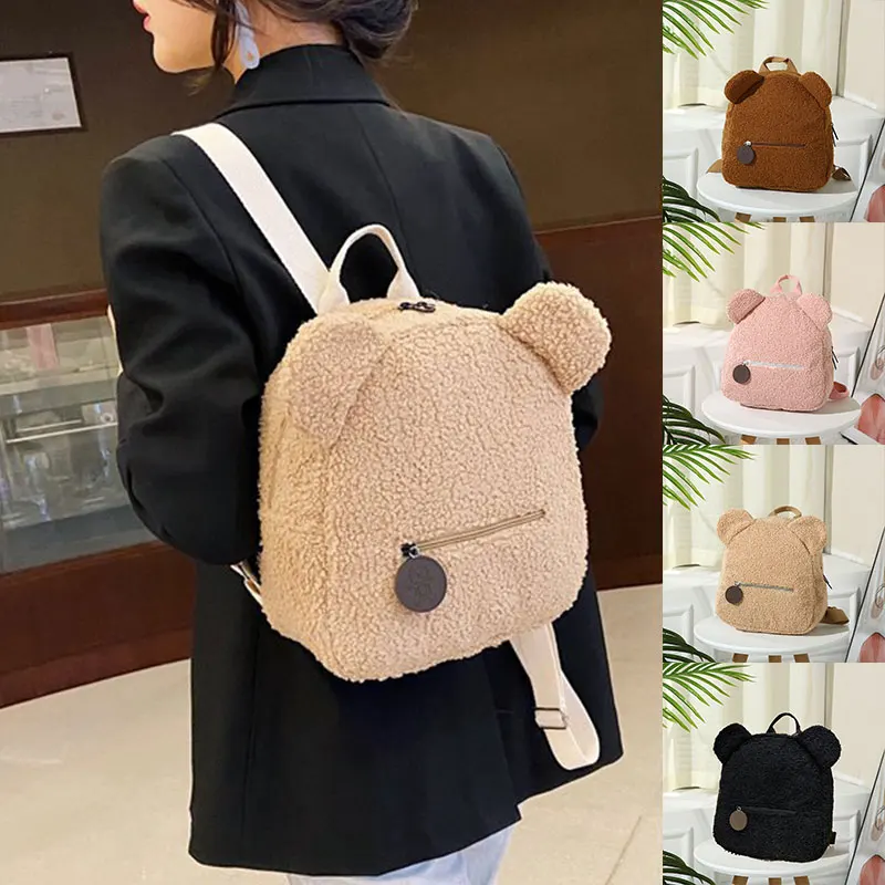 Plush-Backpack-Cute-Little-Bear-Ear-Backpack-Large-Capacity-Cartoon ...