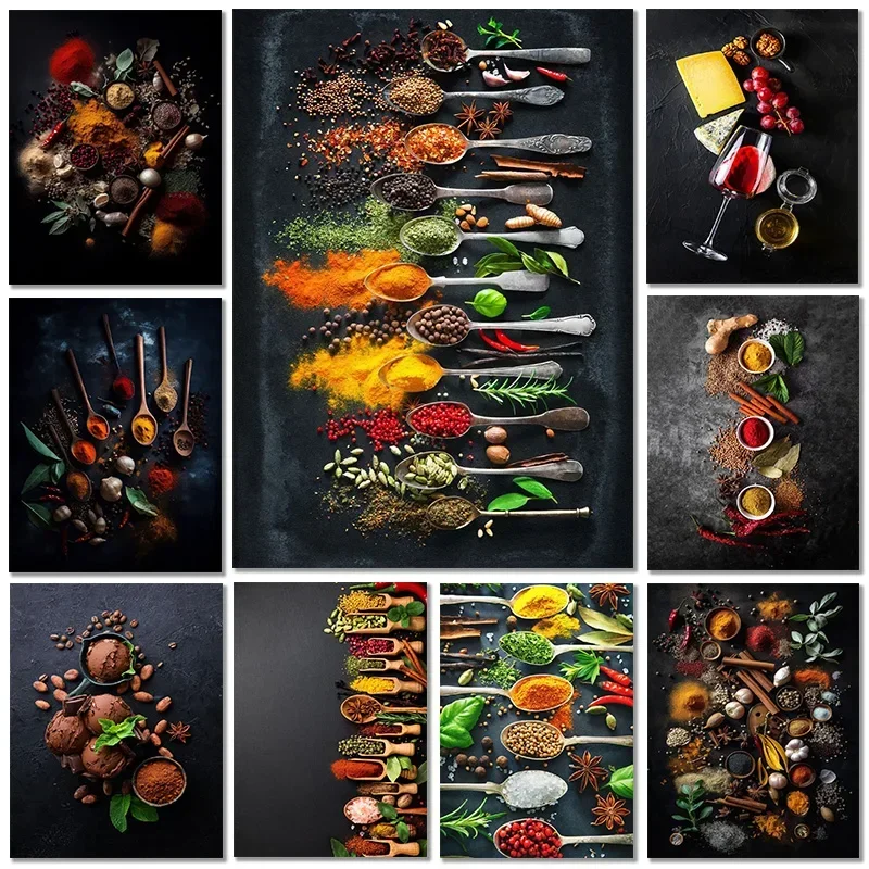 Modern Cooking Herbs Spices Sushi Utensils Spoon Wall Art Picture ...