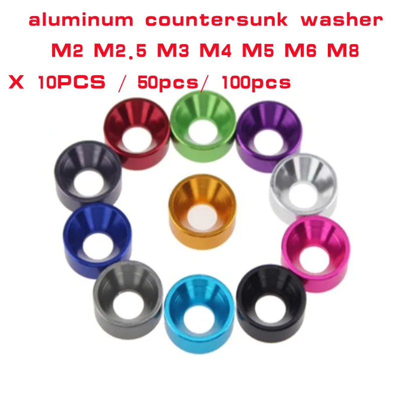 10/20/50/100pcs/lot aluminum countersunk washer m2 m2.5 M3 M4 M5 M6 ...