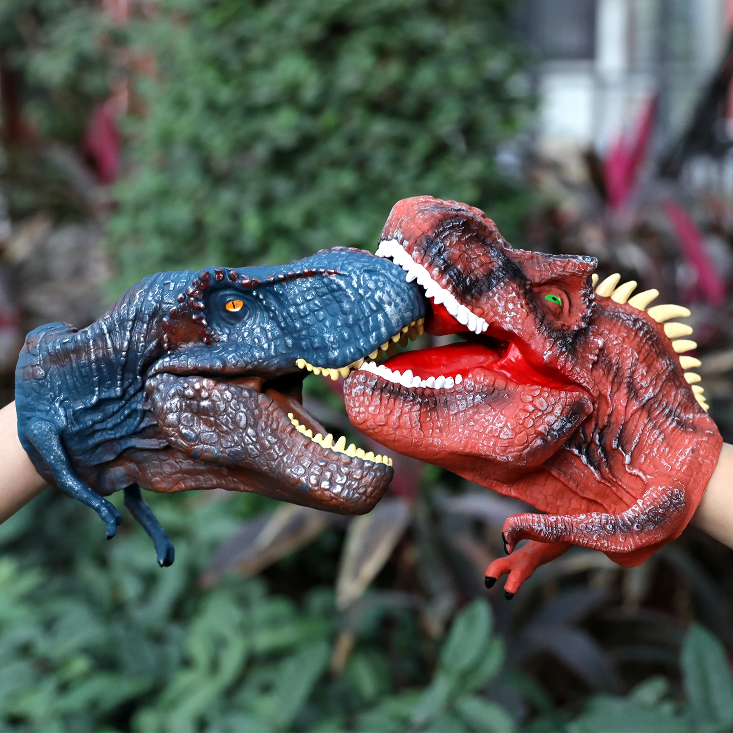 3 in 1 Dinosaur Toys Hand Puppet Dinosaurs Claws Head Soft Rubber Dino ...