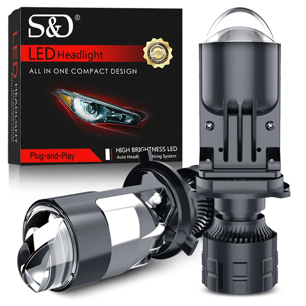 S & D H4 120W 40000LM H4 LED Mini Projetor Lente Farol Do Carro Auto ...