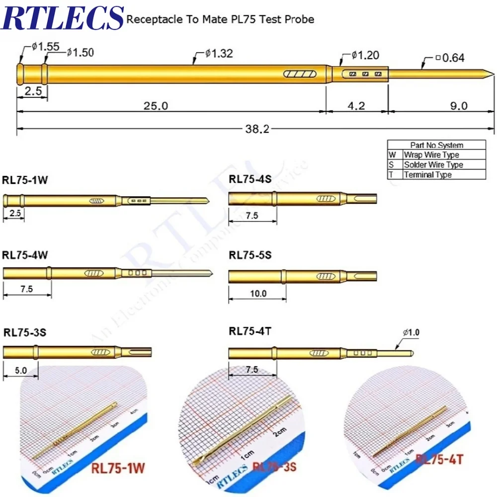 100Pcs Receptacle RL75-1W RL75-4W RL75-2S RL75-3S RL75-4S RL75-4 ...