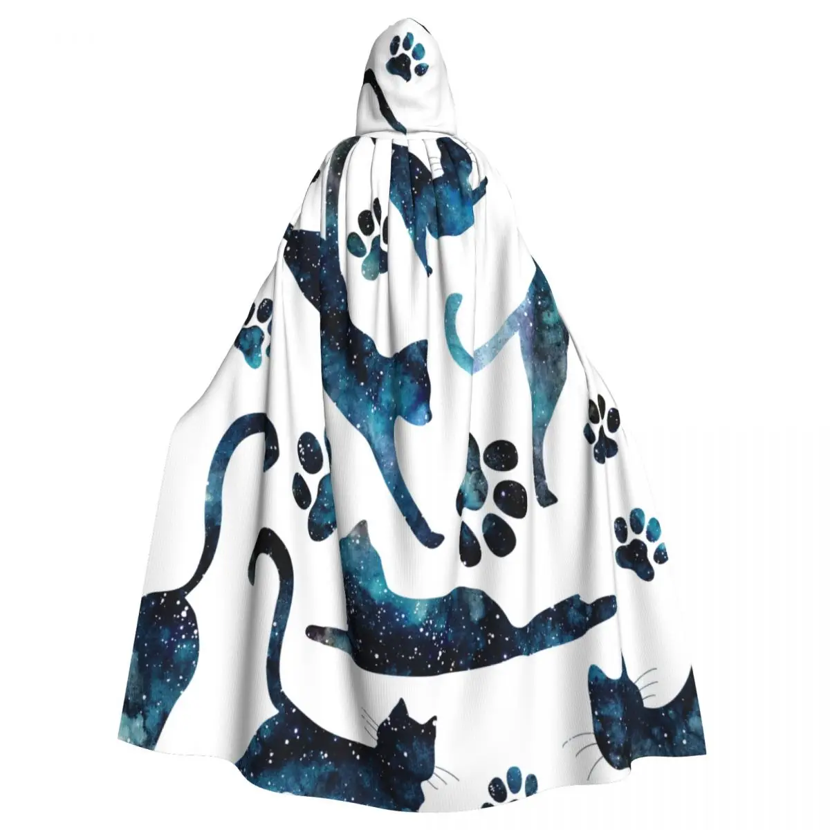 Adult-Cloak-Cape-Hooded-Starry-Sky-And-Cats-Medieval-Costume-Witch ...