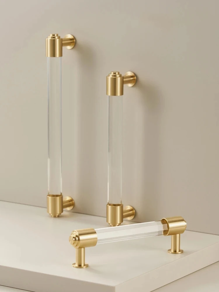 Solid-Brass-White-Transparent-Acrylic-Furniture-Cabinet-Drawer-Handle ...
