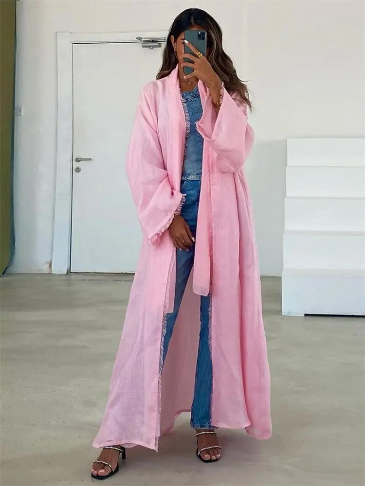 Solid-Modest-Kimono-Abayas-For-Muslim-Women-Ramadan-Moroccan-Dubai ...