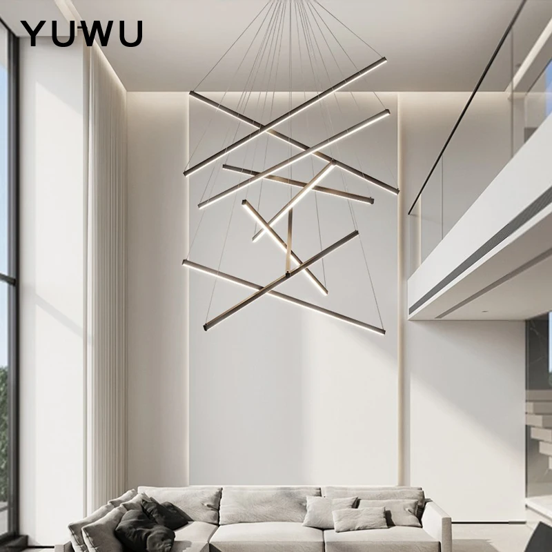 Stair Chandelier Simple Modern Duplex High-rise Living Room Hall ...
