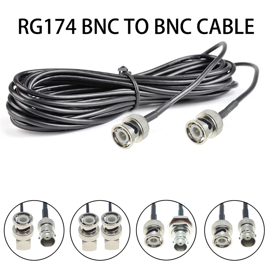 RG174 Cable BNC Male To BNC Male Female Q9 Plug Jack Crimp Connector ...