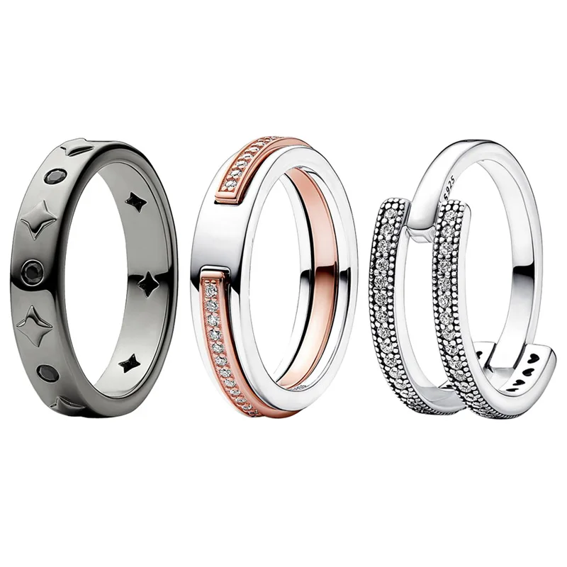 PANDORA-Anillo-de-Plata-de-Ley-925-con-dise-o-de-estrellas-para-mujer ...