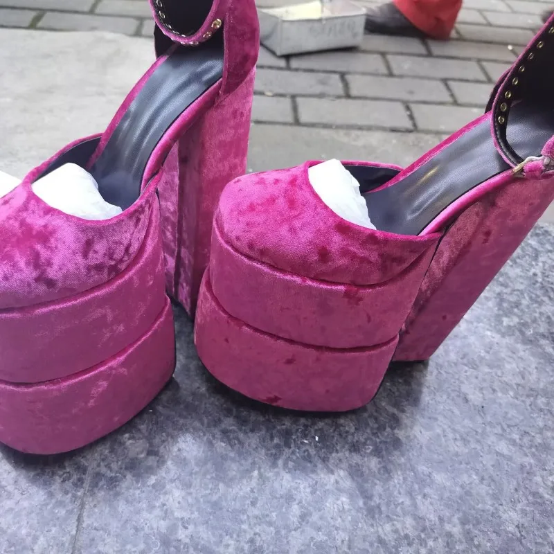 DIZHUANG Fashionable women's high heels. About 22 cm heel height. Pink ...