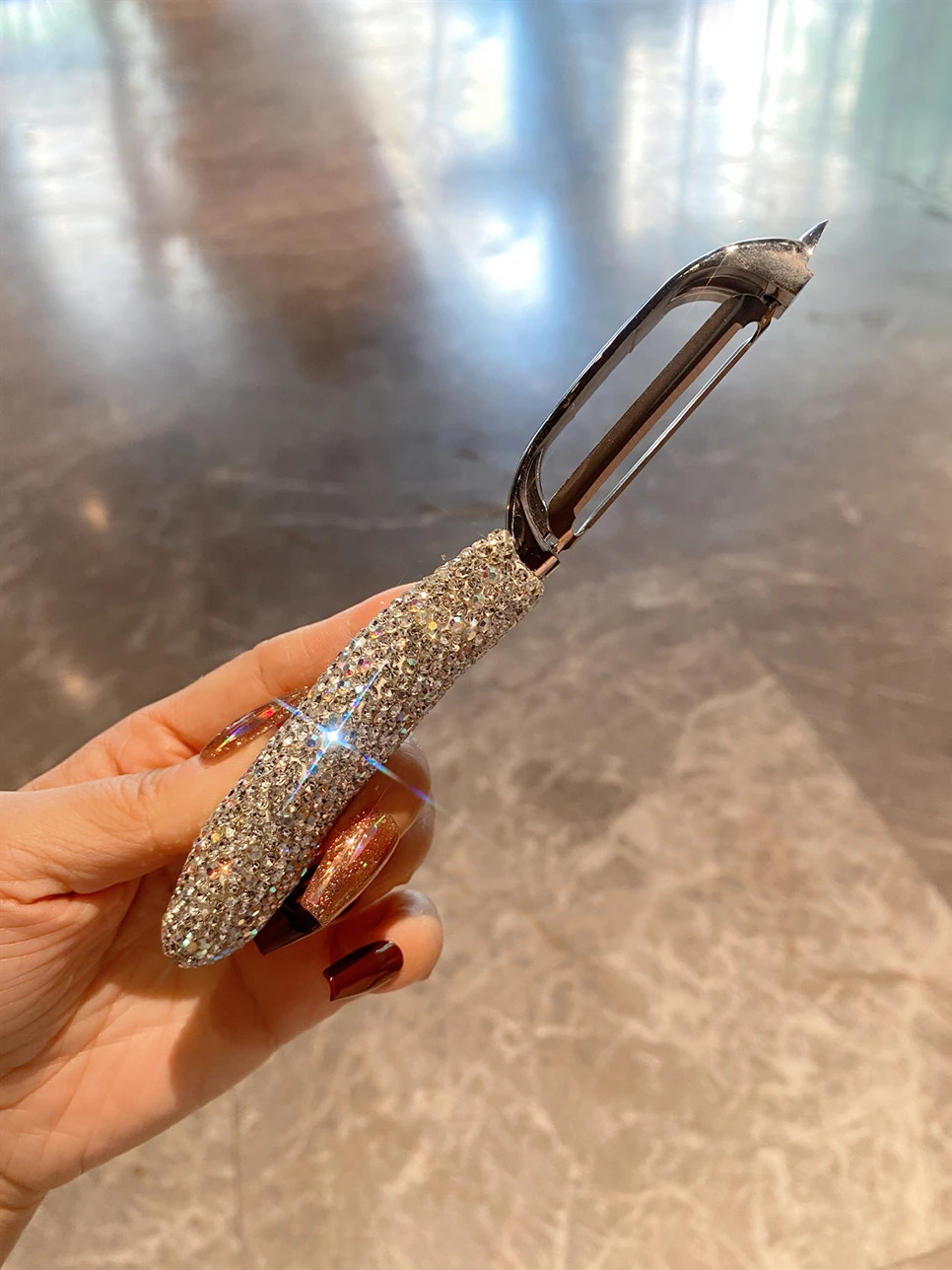 Stainless-Steel-Fruit-Peeler-with-Rhinestones-Handle-Household-Kitchen ...