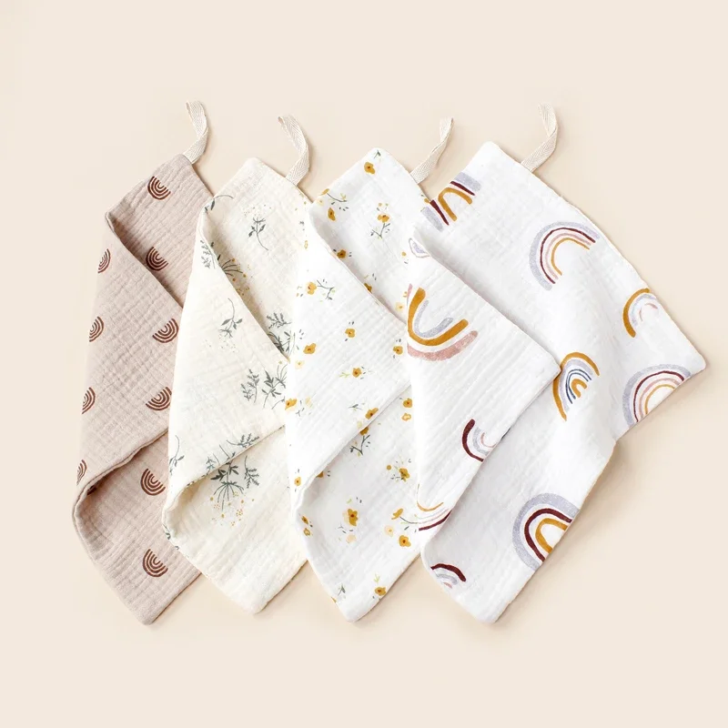 Baby Face Towel Infant Four-layer Muslin Gauze Burp Cloth Handkerchief ...