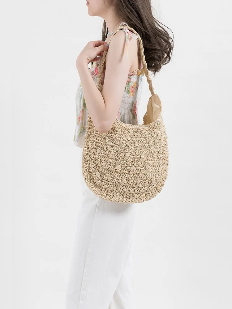 Plaited-Handle-Straw-Woven-Shoulder-Bag-Simple-Stylish-Beach-Tote ...