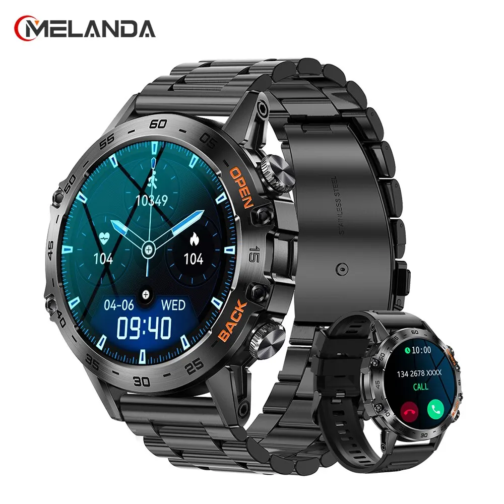 MELANDA Steel 1.39" Bluetooth Call Smart Watch Men Sports Fitness ...
