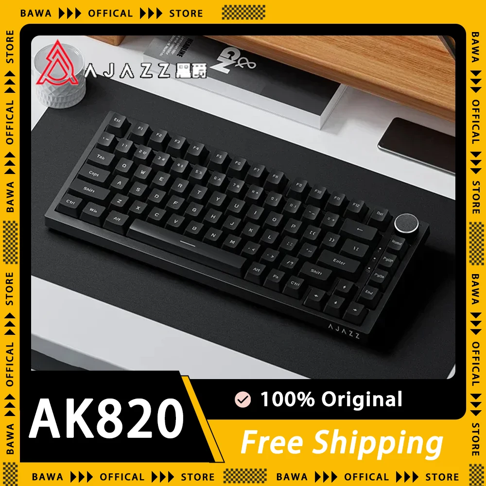 Ajazz-Ak820-Pro-Keyboard-Tri-Mode-Multifunctional-Knob-Gaming ...