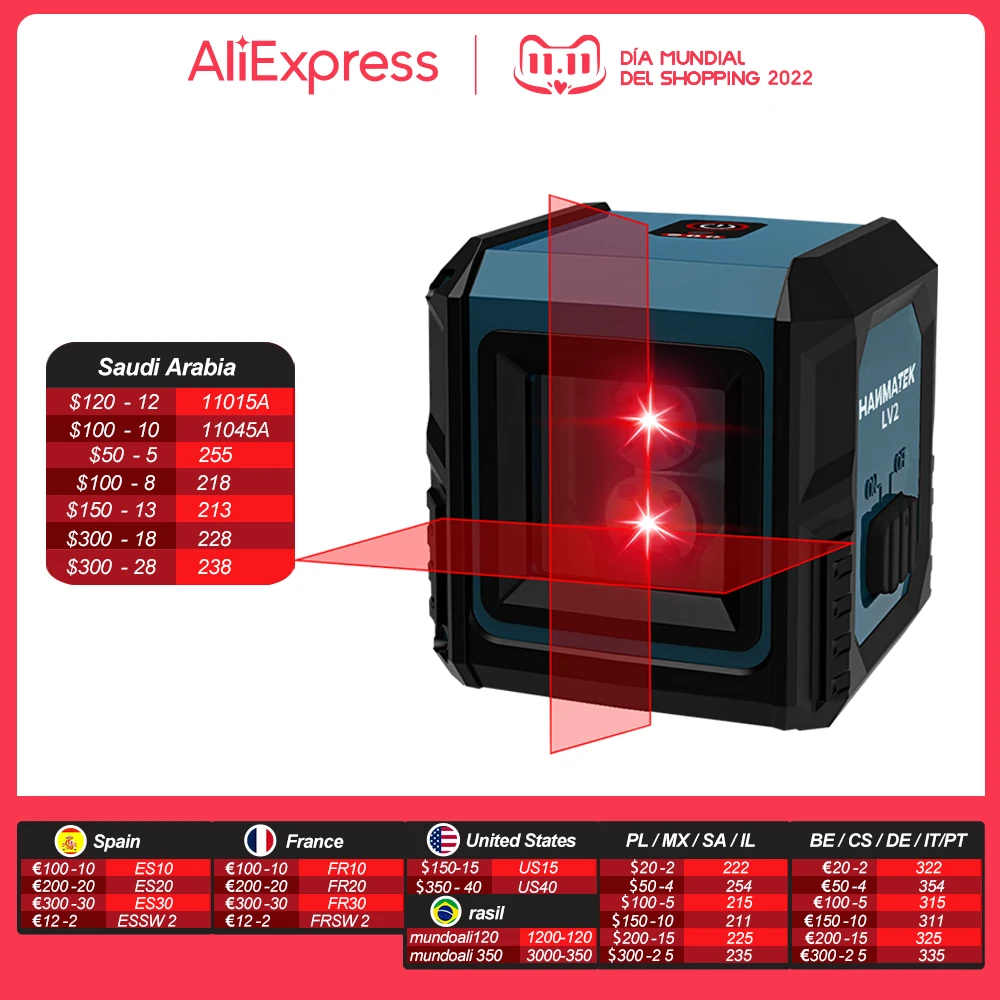 Hanmatek Laser Level Meter 2-line Automatic Leveling Vertical And ...