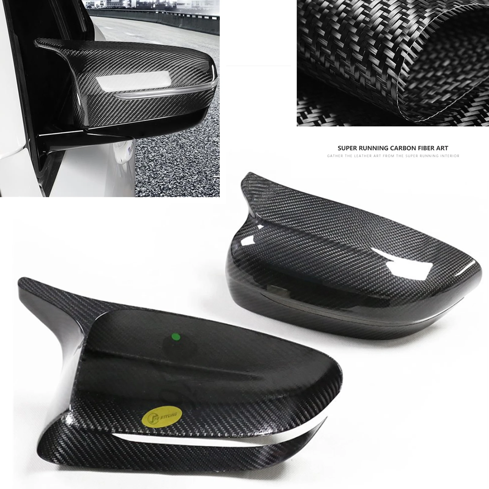 Carbon-Fiber-Car-Rear-View-Case-Reverse-Shell-Mirror-Cover-Side-Cap-Add ...