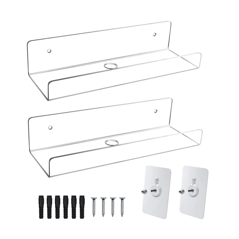 2PCS-Clear-Acrylic-Wall-Shelf-Floating-Book-Shelves-For-Wall-Display ...