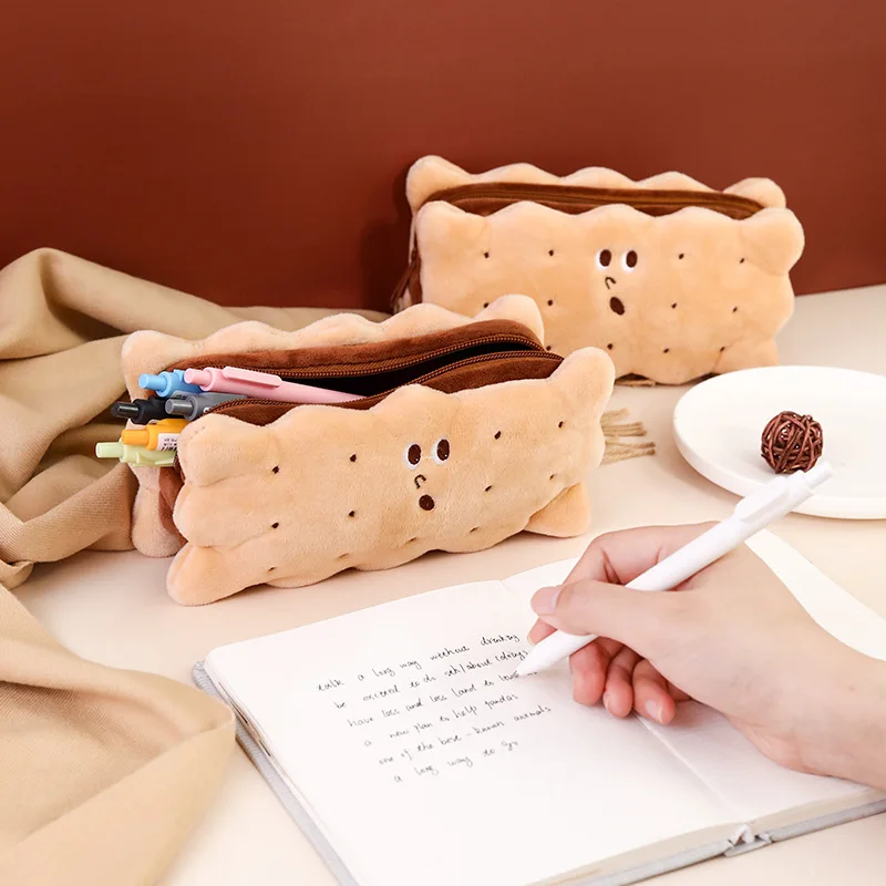 Pencil-Box-Kawaii-Biscuit-Shape-Plush-Cookies-Pencil-Bag-Large-capacity ...