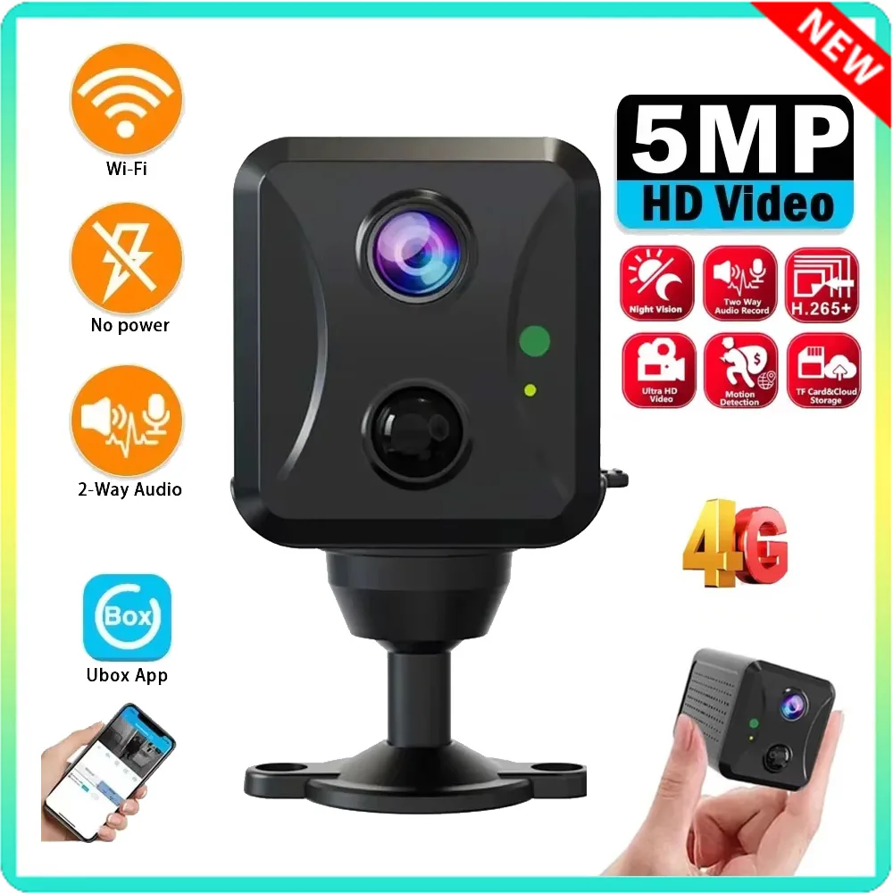 Ubox Mini 4G Security Camera SIM Card or Wifi 5MP Survalance IP Camera ...