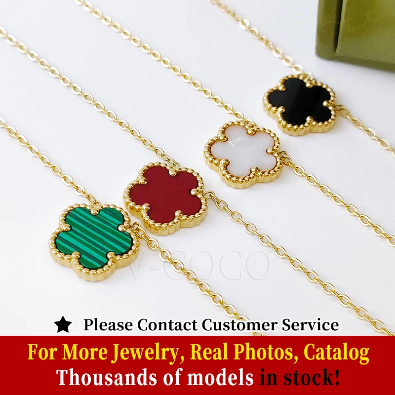 Luxury-Five-Leaf-Flower-Necklace-for-Women-Charm-Clover-Golden ...