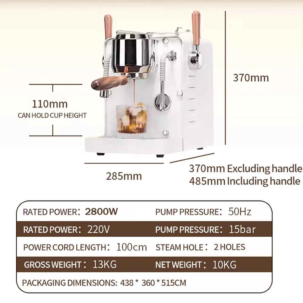 HomeWise M2 Semi-automatic Coffee Machine Double Pumps Double boilers ...