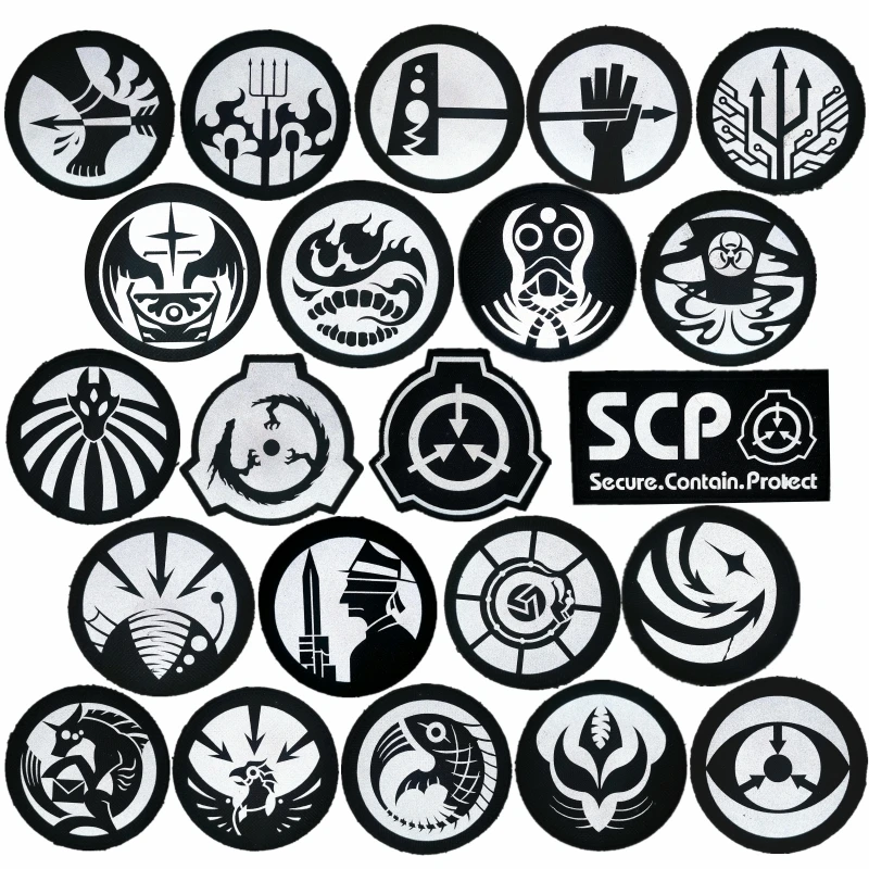 embroidery reflect stick on SCP patch,light reflecting hook&loop badges ...