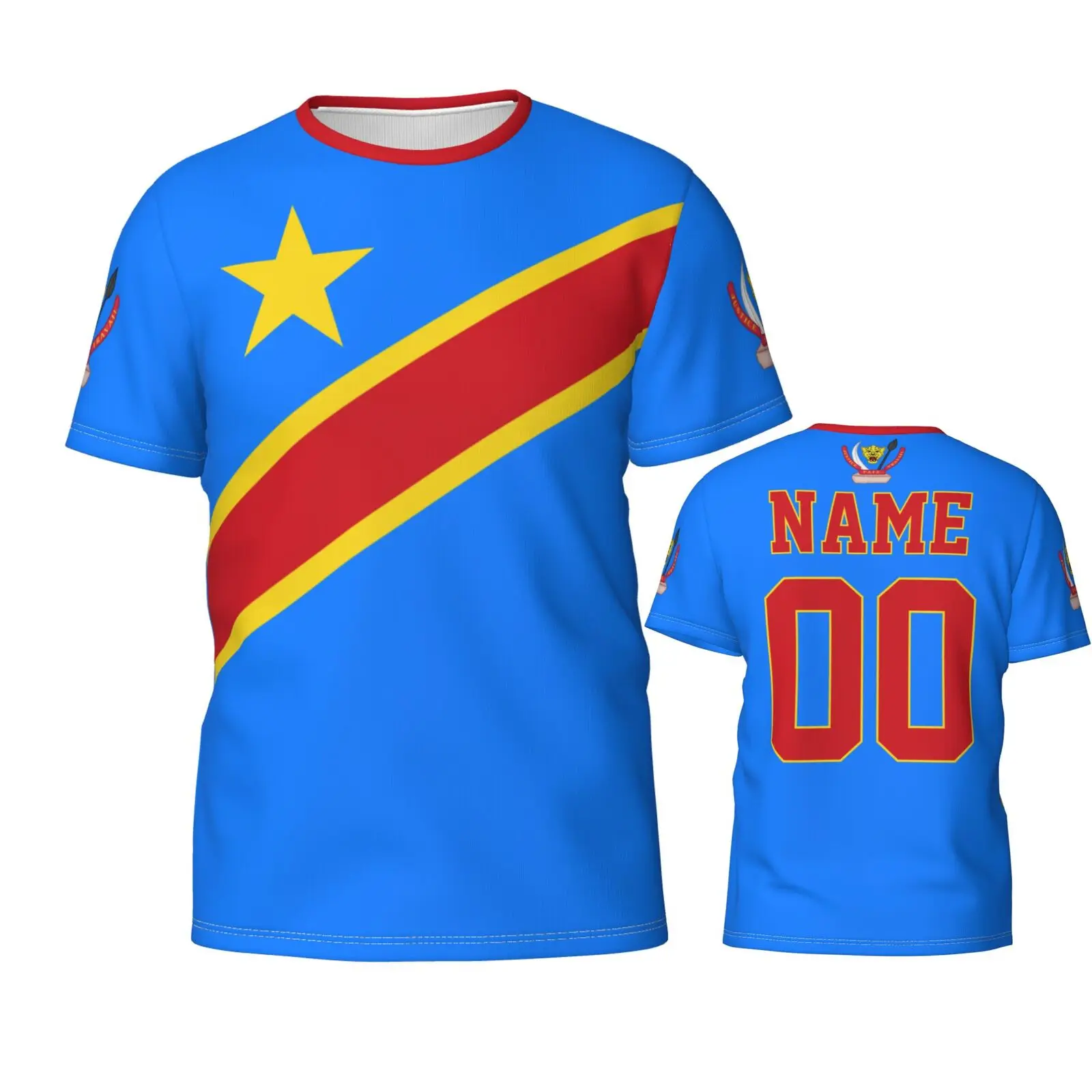 Custom Name Number Democratic Republic Of Congo Flag Emblem 3D T-shirts ...