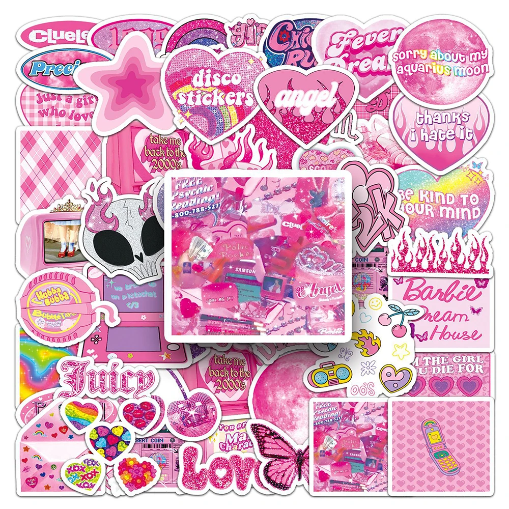 10-30-50pcs-Aesthetic-INS-Pink-Y2K-Decoration-Stickers-Graffiti-Decal ...