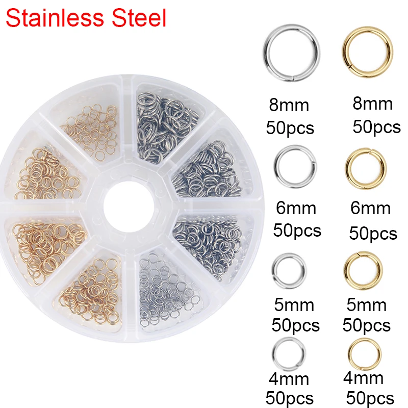 Stainless Steel Lobster Clasps Open Jump Rings Crimp Beads Caps For Diy ...