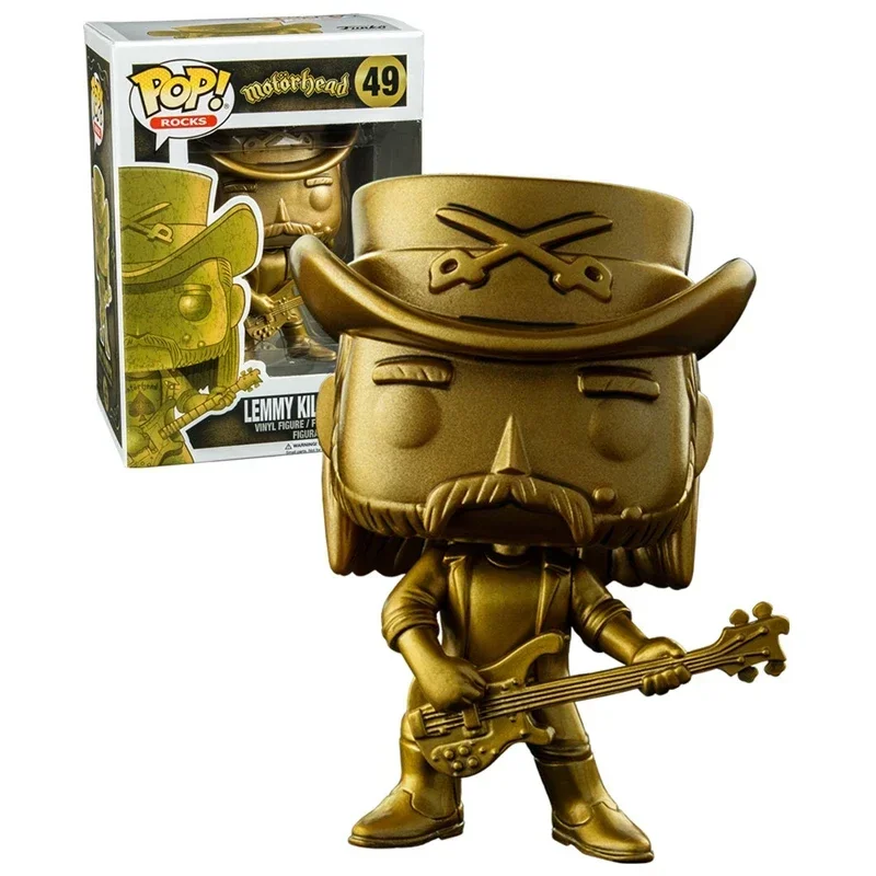 2025 FUNKO POP Rock Motorhead Gold Lemmy Kilmister 49# PVC Figuras de ...