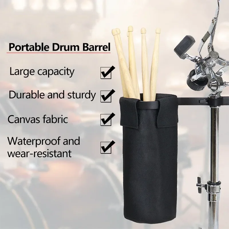 Drumstick-Tube-Bag-Black-Cylindrical-Holder-Oxford-Cloth-Metal-Clip ...