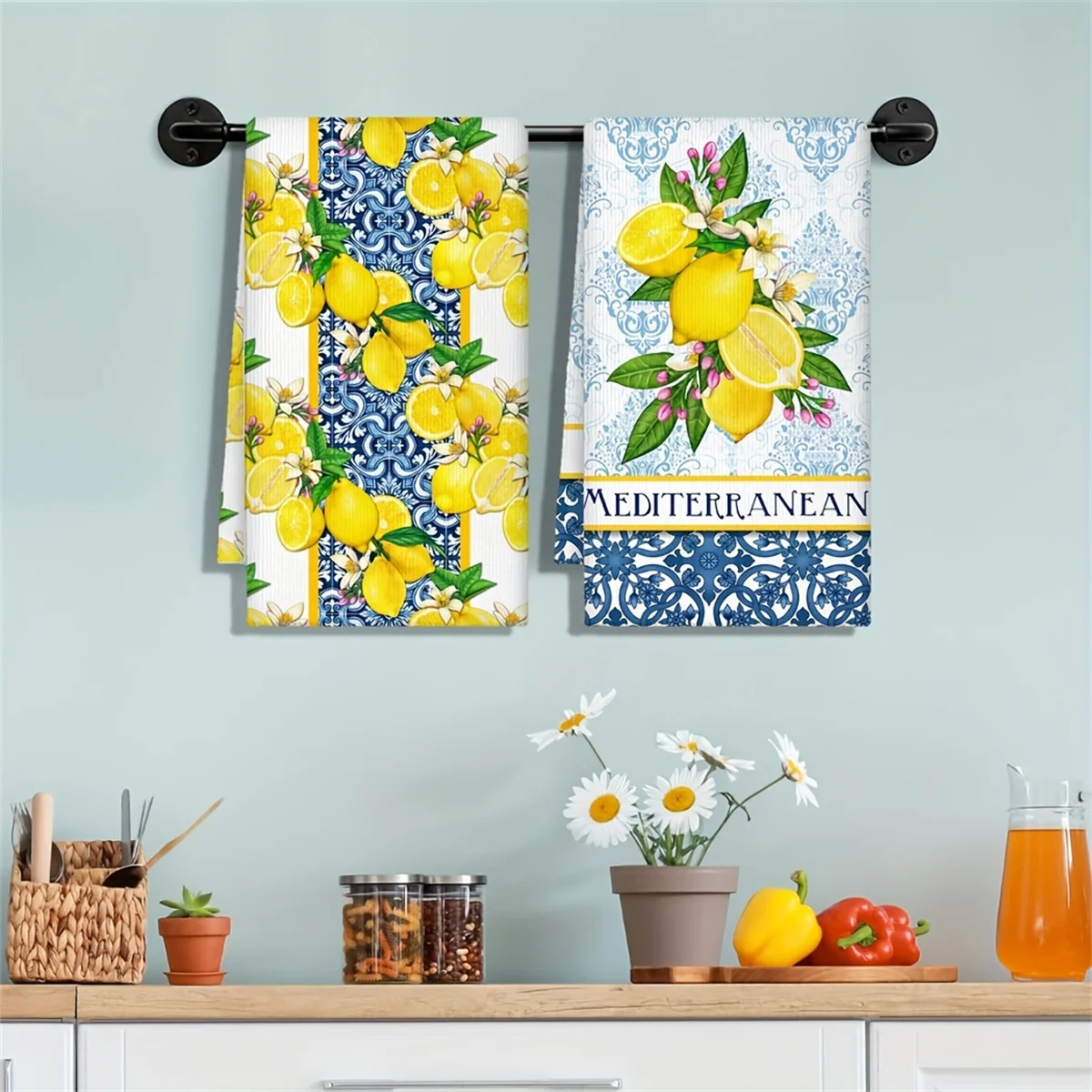 2-piece set, fruit tea towel, retro lemon dishcloth, quick-drying towel ...