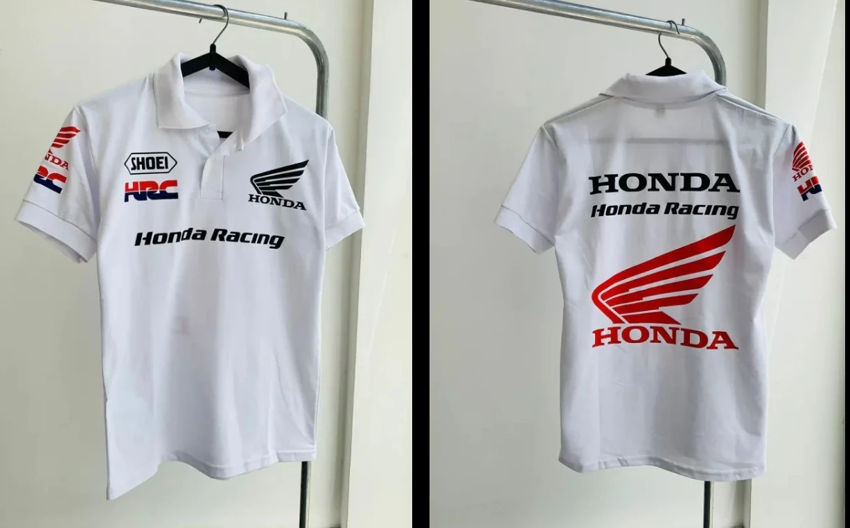 Honda Motorcycle Racing Printed Men's Cotton Polo Shirt Racing Badge ...
