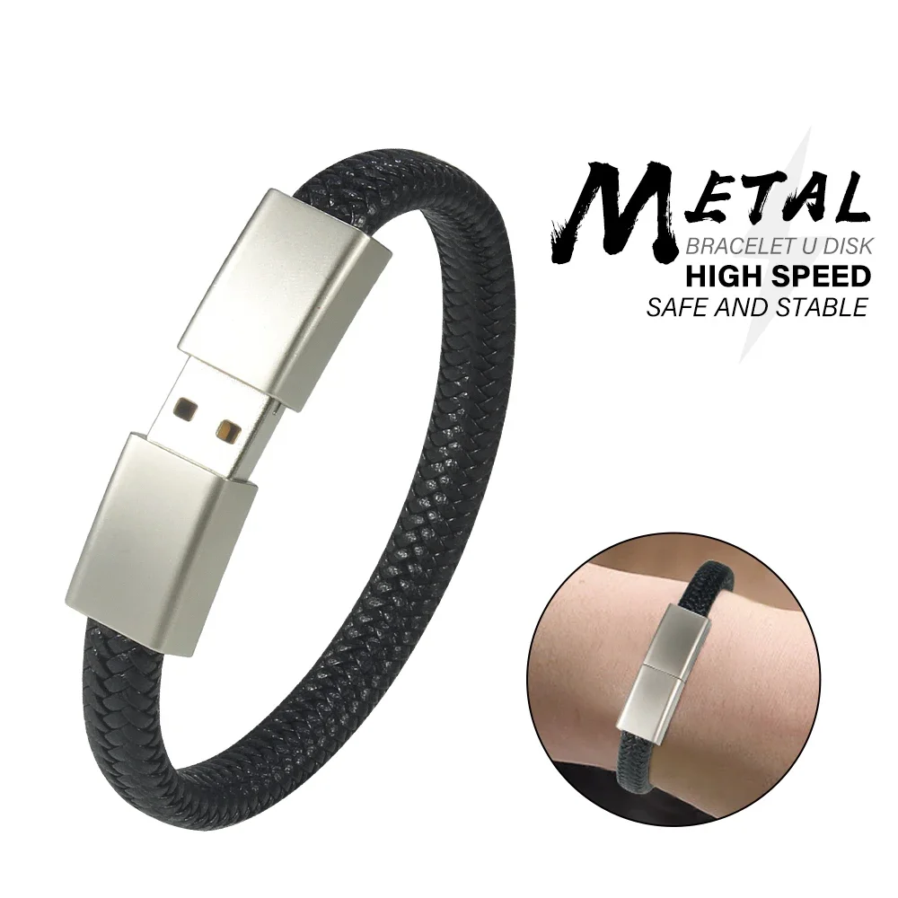 High-speed Memories Bracelet USB Flash Drive 128GB Black Wristband ...