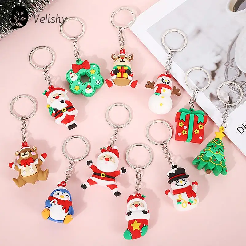 Christmas-Key-Chains-Cute-Santa-Claus-Elk-Key-Chains-Rings-Car-Keyring ...