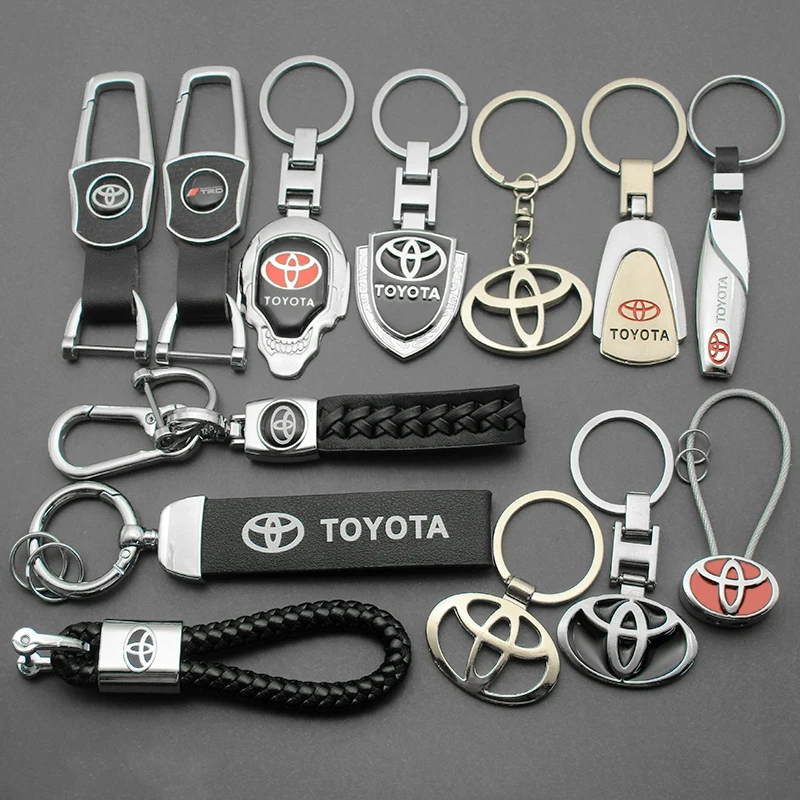 3D-Metal-Leather-Car-Keychain-Keyring-Creative-Pendant-For-Toyota-TRD ...